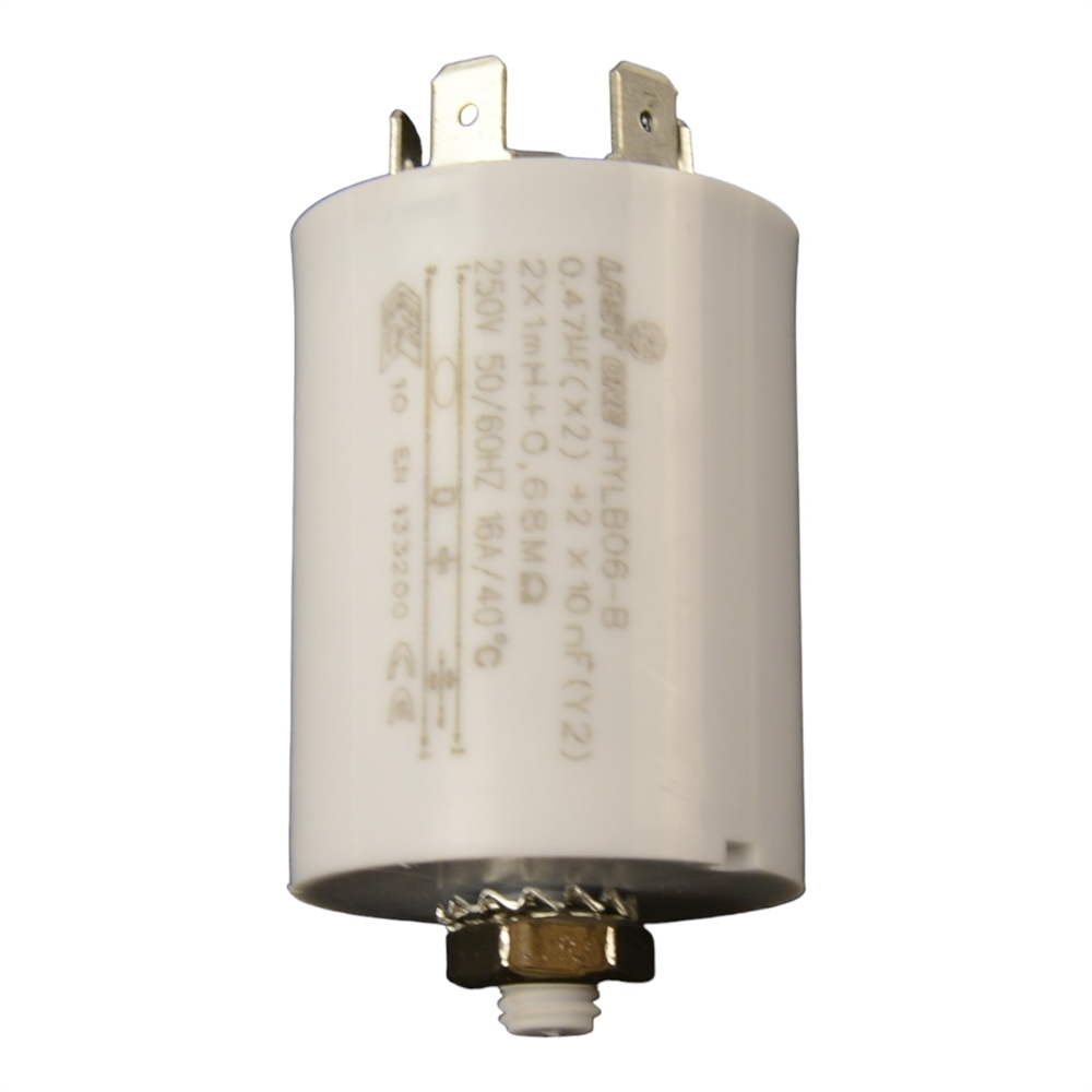 Støj kondensator 0,47 uF x2 - 250V - 5 kabelsko tilslutning